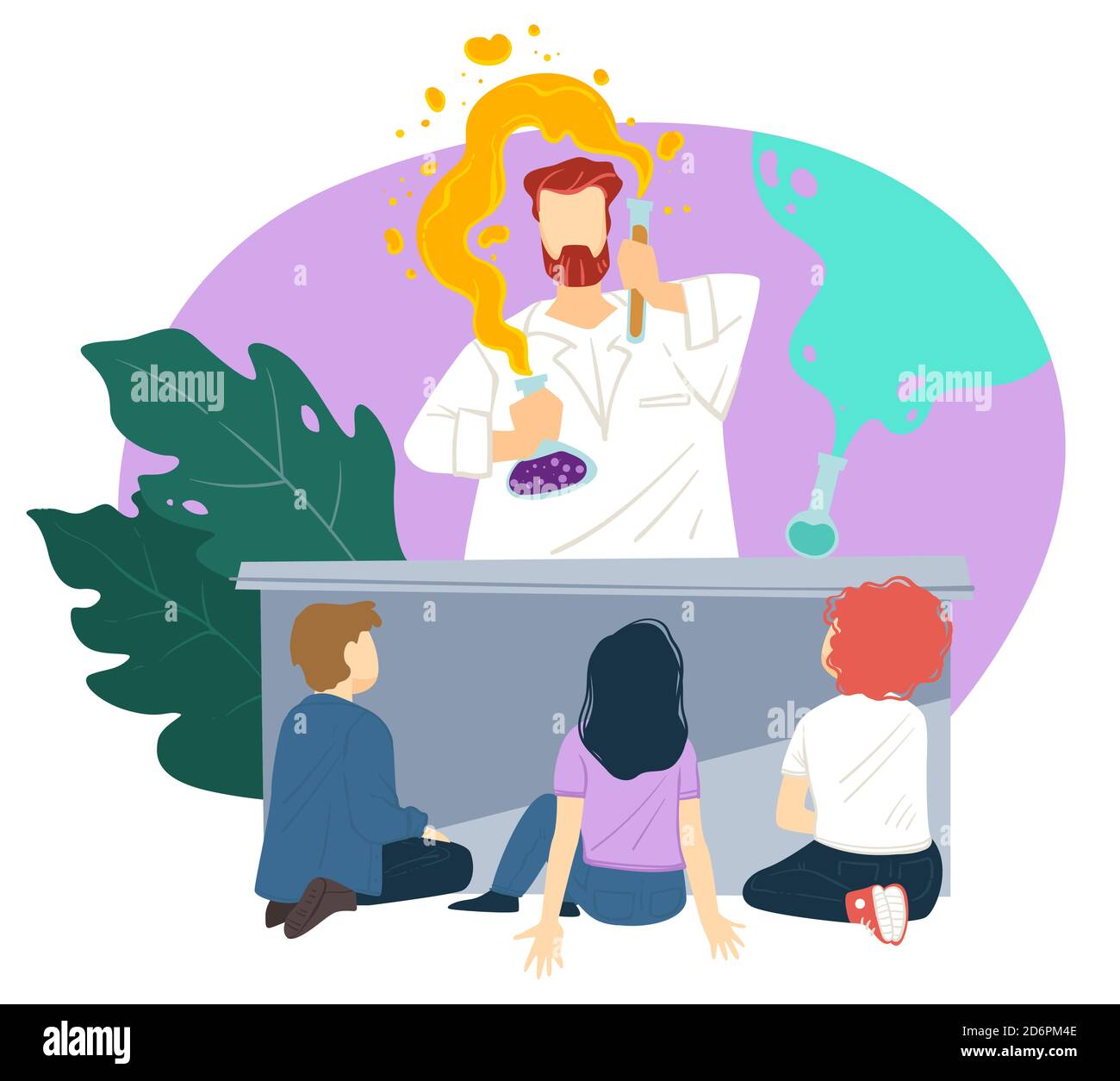 Kids watching teacher doing chemical experiments Stock Vector Image ...