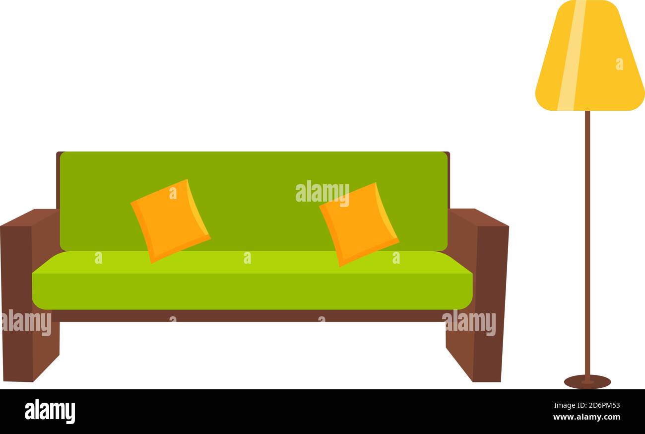 Green sofa ,illustration, vector on white background Stock Vector Image ...
