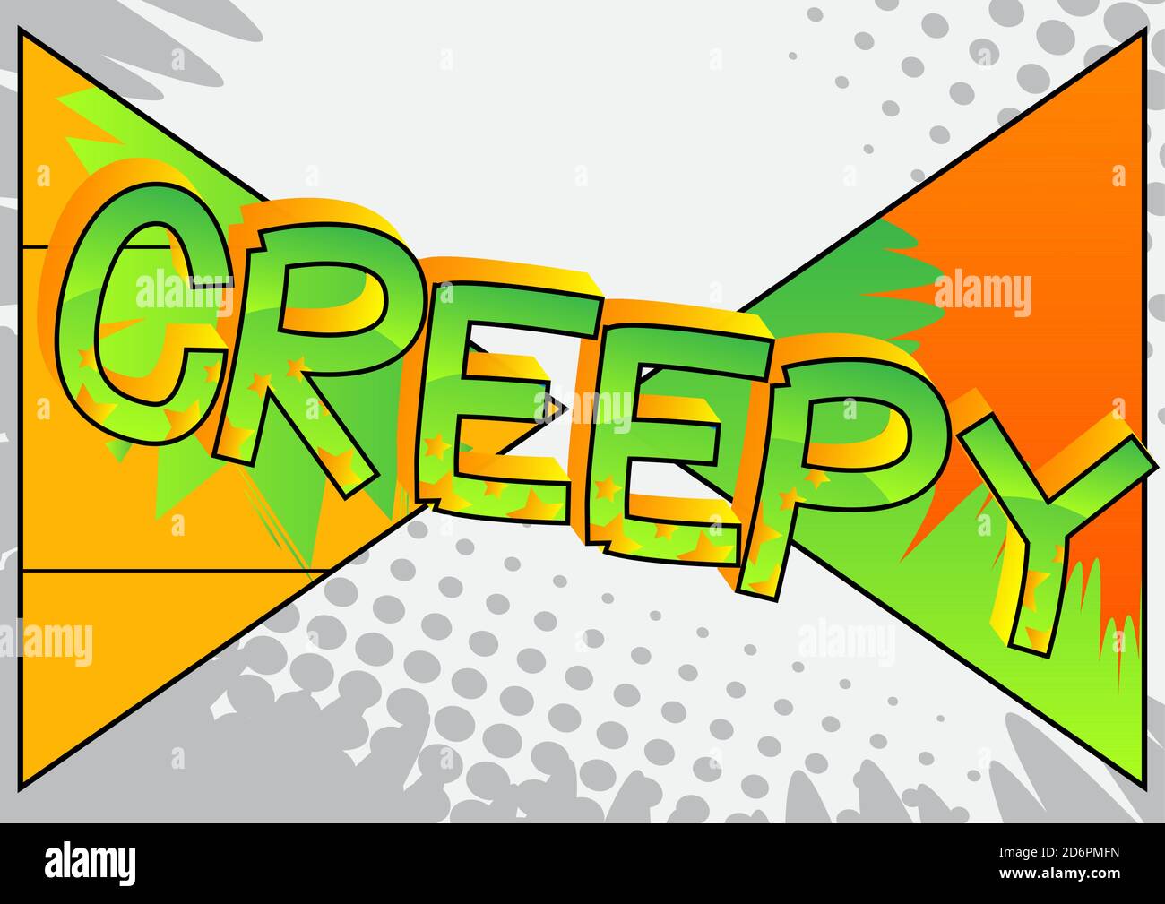 Creepy Comic book style cartoon words on abstract colorful comics ...