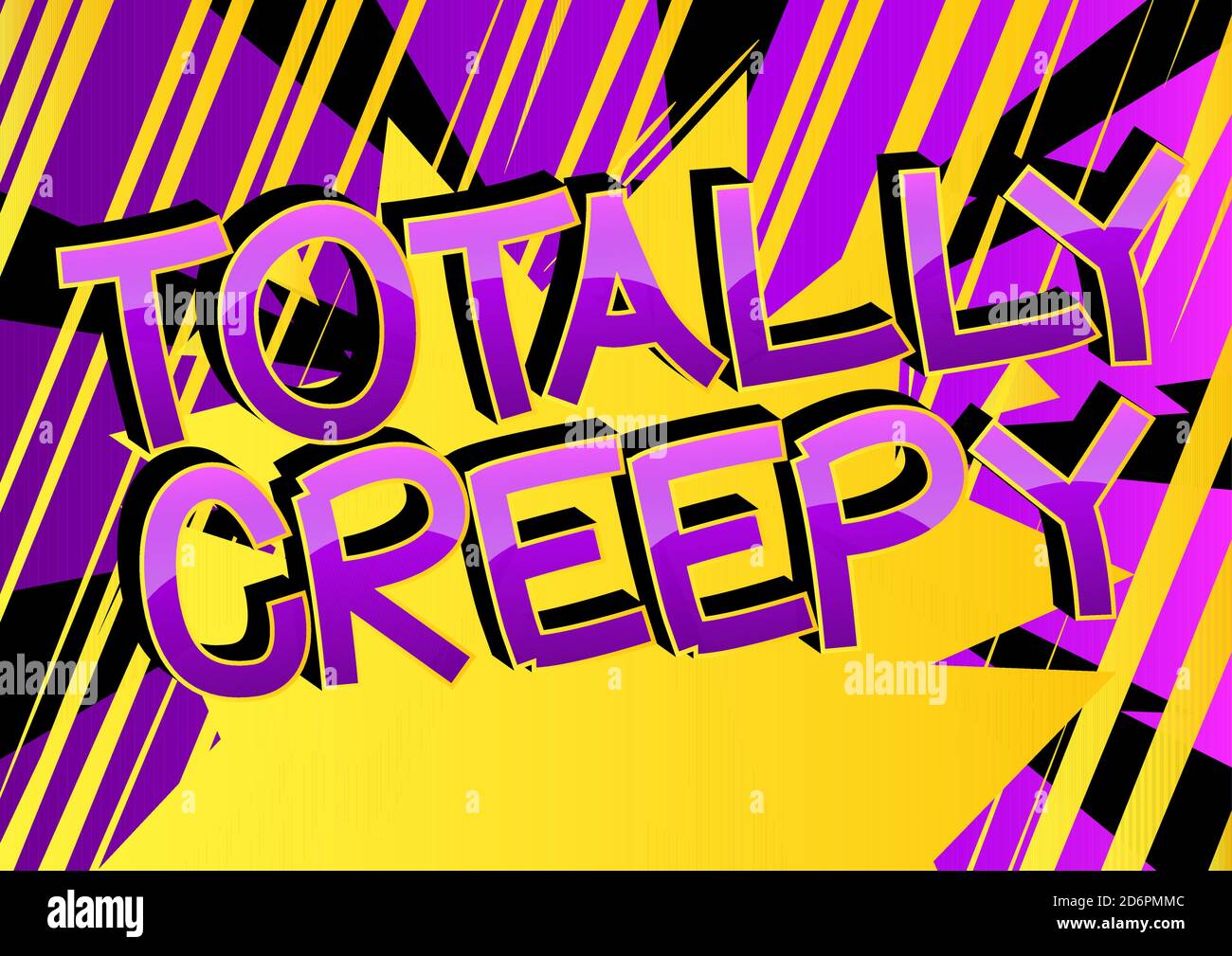 Totally Creepy Comic book style cartoon words on abstract colorful ...