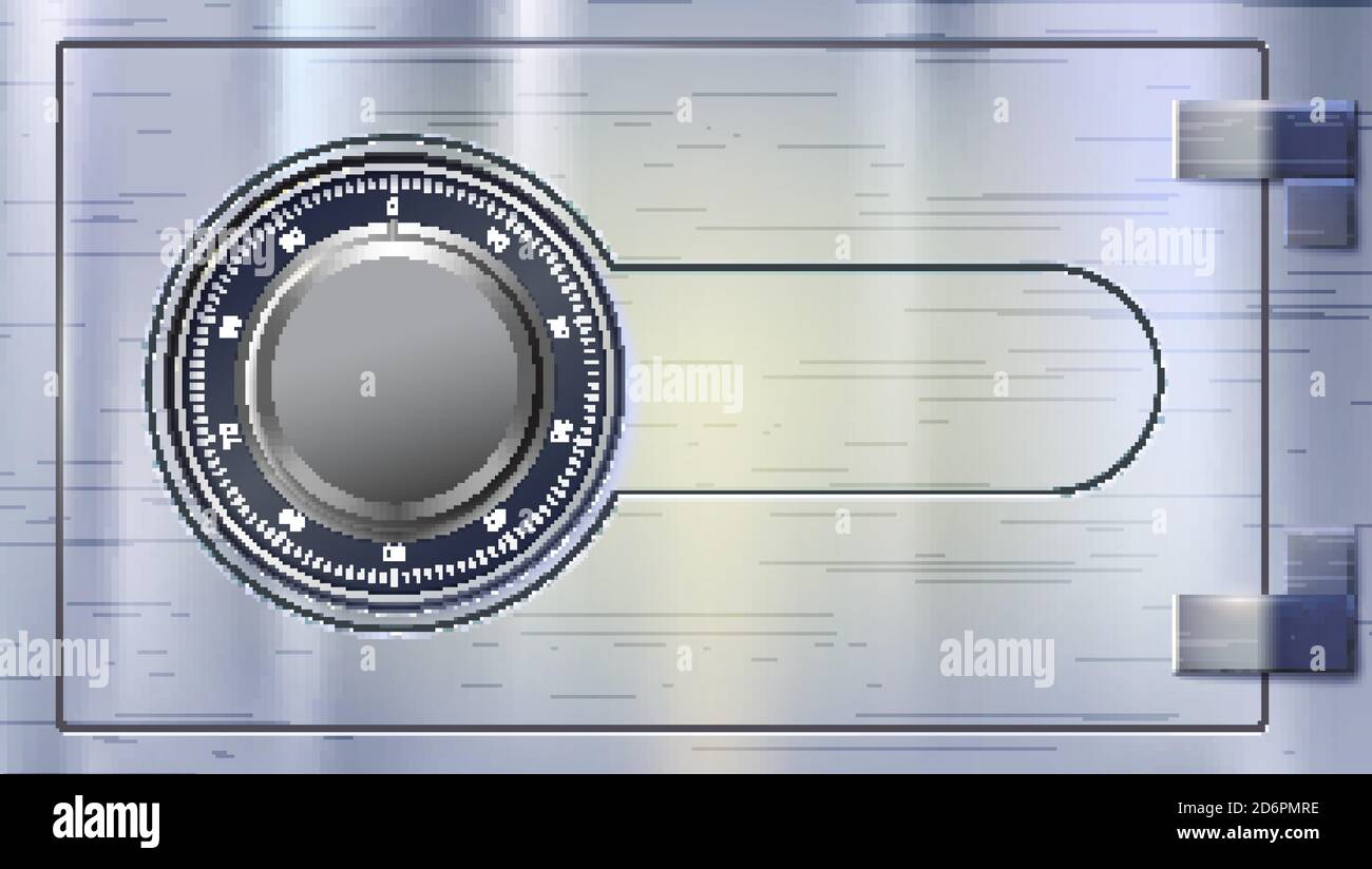 Safe door with analog numerals lock. Realistic stainless steel safe ...