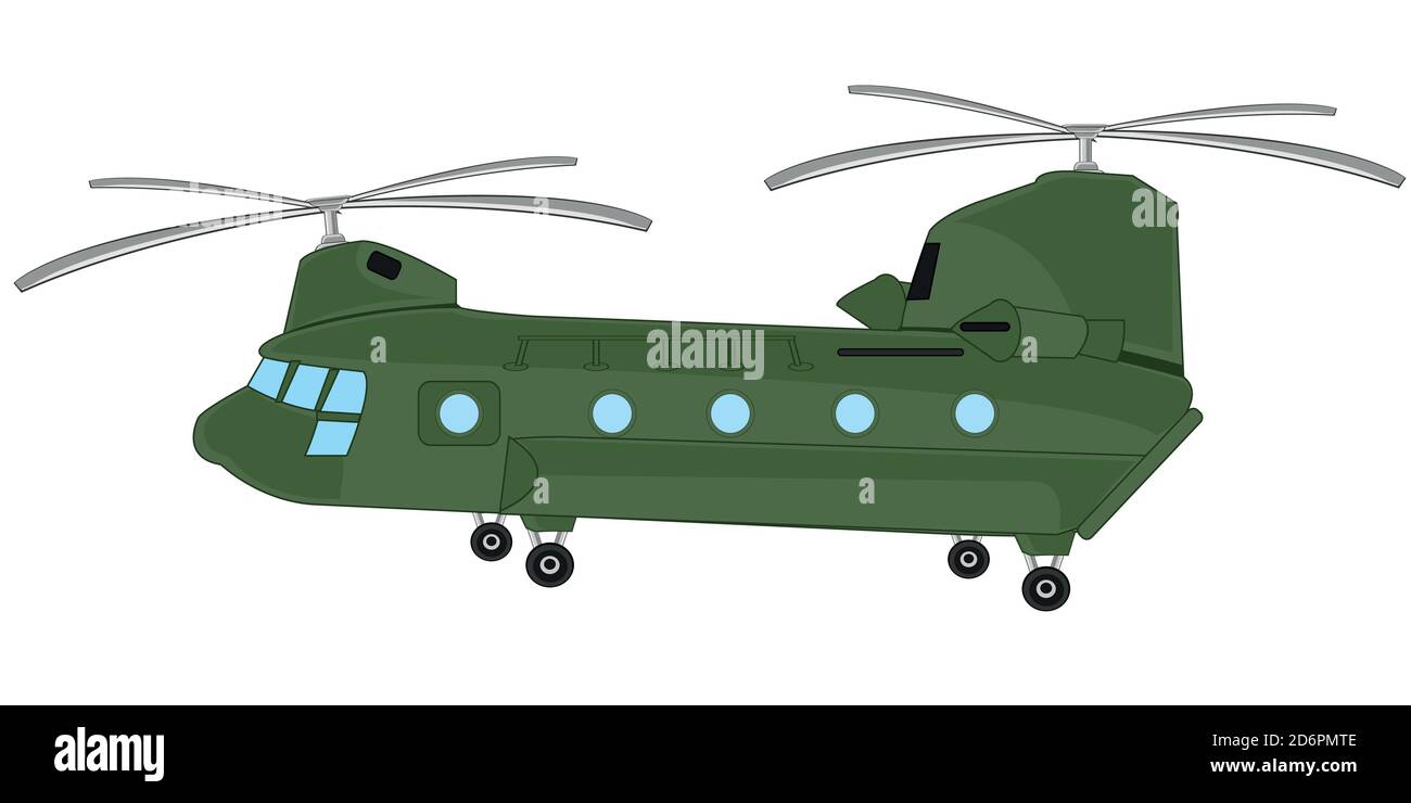 Big military transport helicopter chinook vector illustration Stock ...