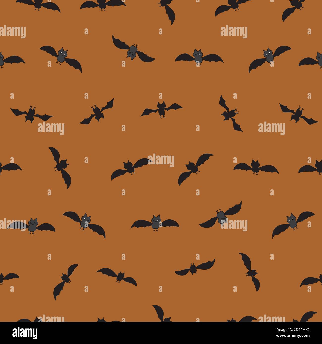 Bats in flight in lines black silhouettes on orange halloween ...