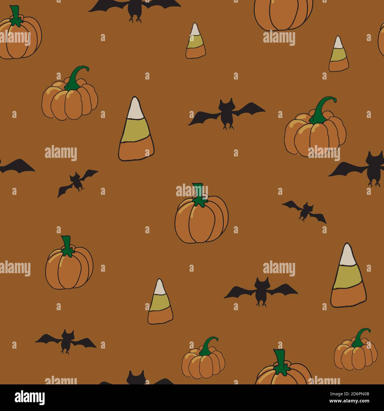 halloween icons pumpkins candy corn and bats seamless vector repeat surface pattern design Stock ...