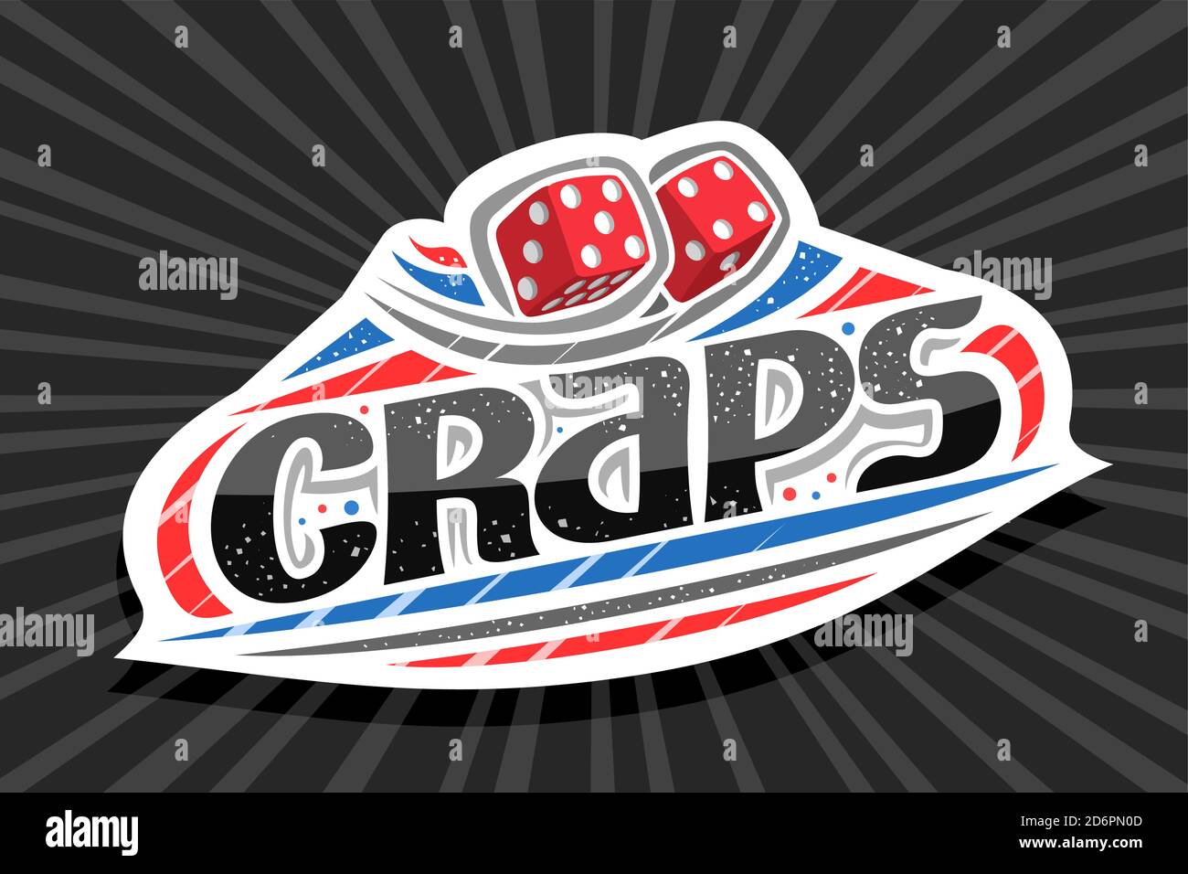 Vector logo for Craps Gamble, white modern badge with illustration of 2 ...