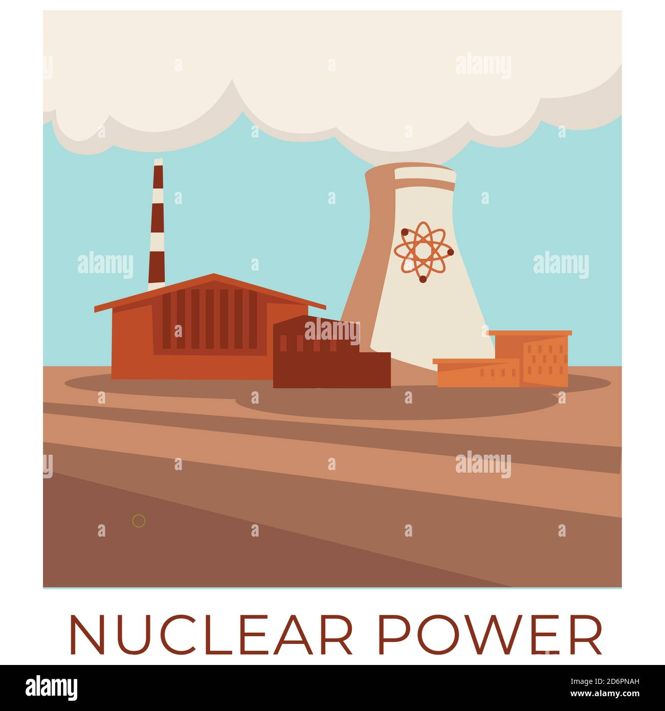 Nuclear power, station producing energy and electricity vector Stock ...