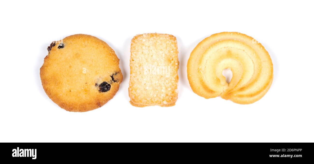 butter cookies set isolated on white background Stock Photo - Alamy