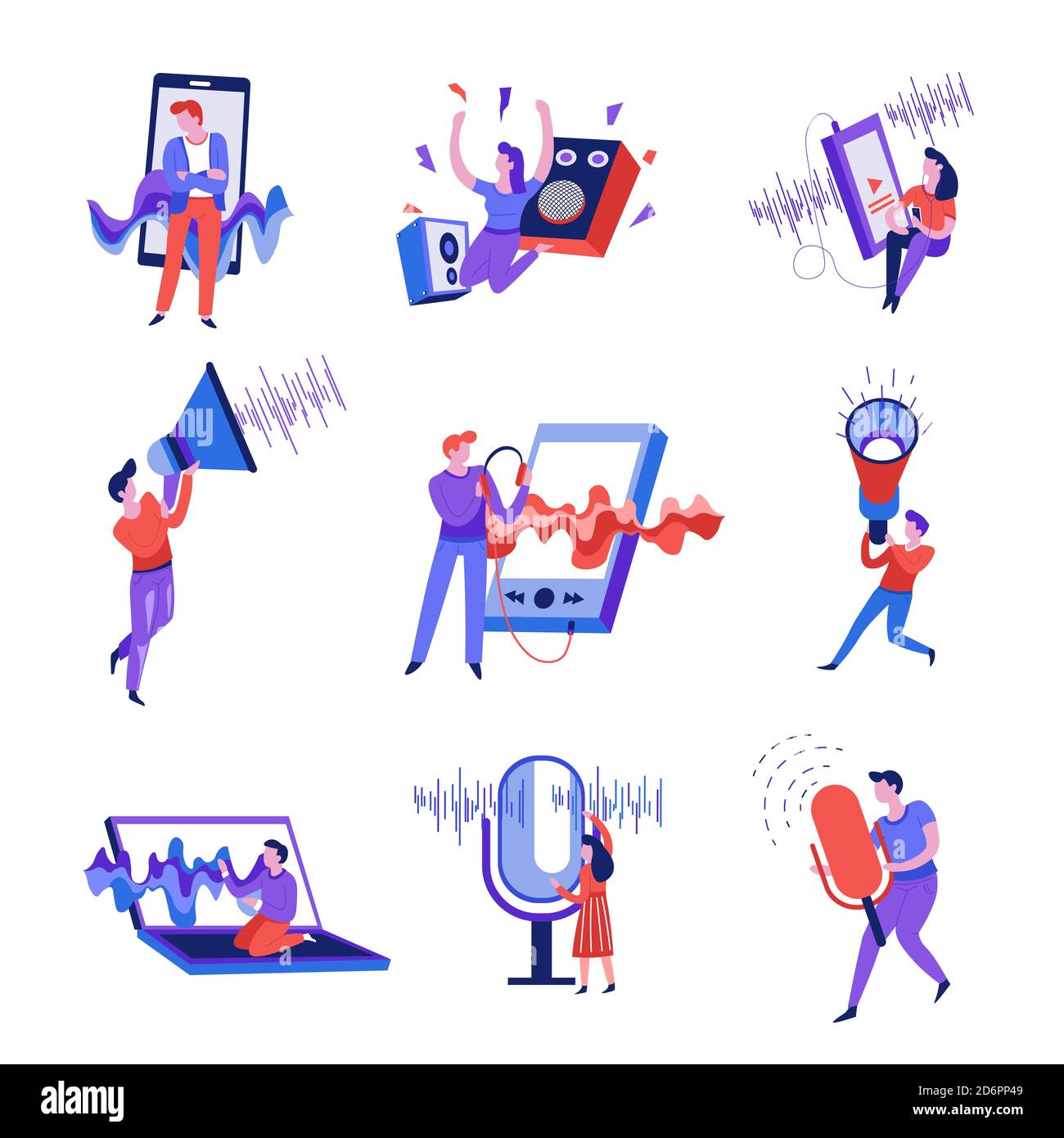Sound wave isolated abstract icons smartphone and microphone Stock ...