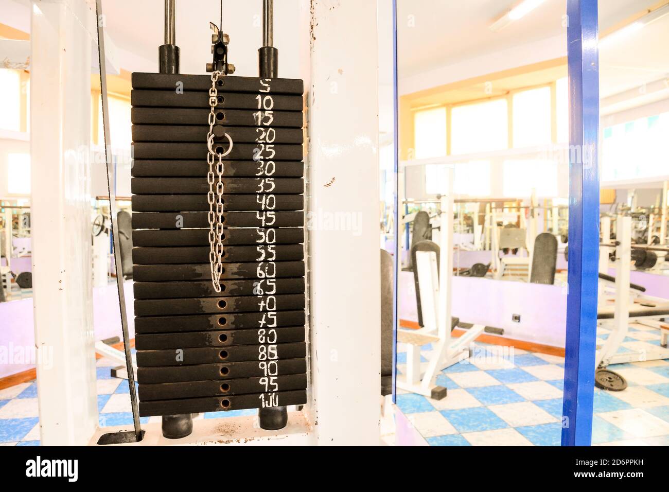 Equipment And Machines At The Empty Modern Gym Room Stock Photo - Alamy