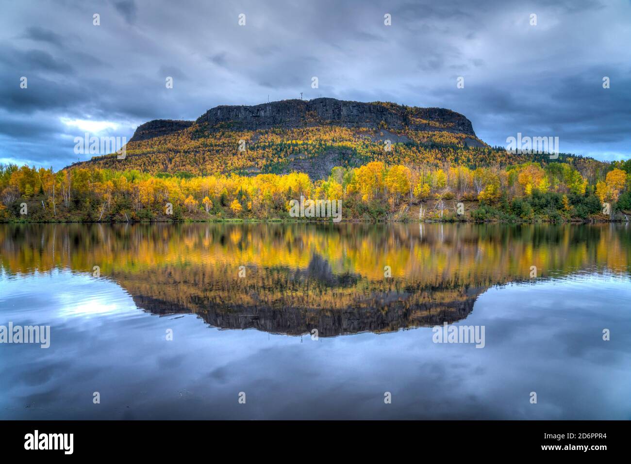 Mount McKay with fall foliage color reflected in the Kaministiquia ...