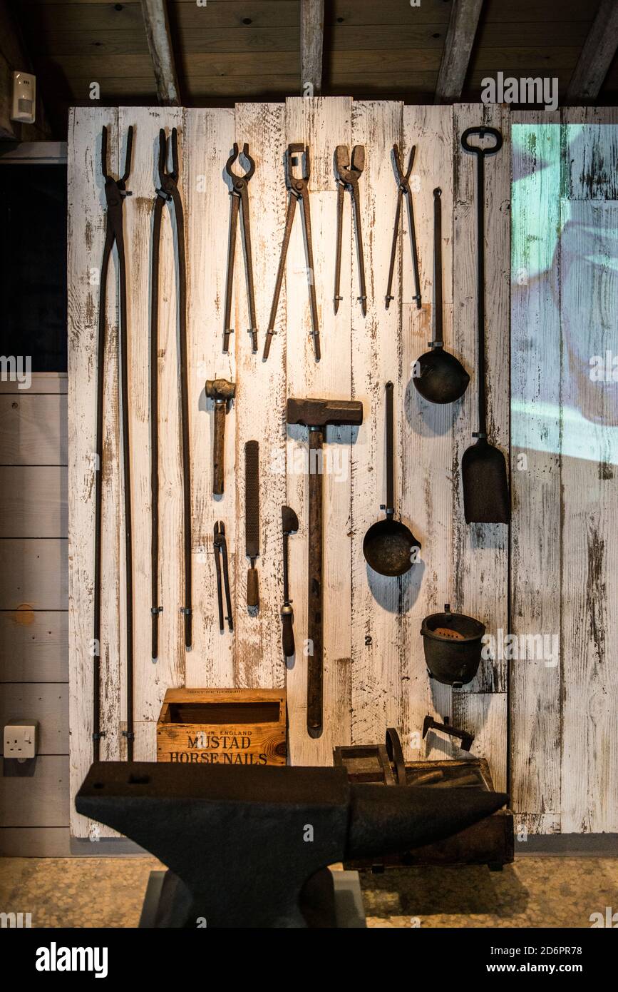 Vintage farm tool display at the Somerset Rural Life Museum in ...