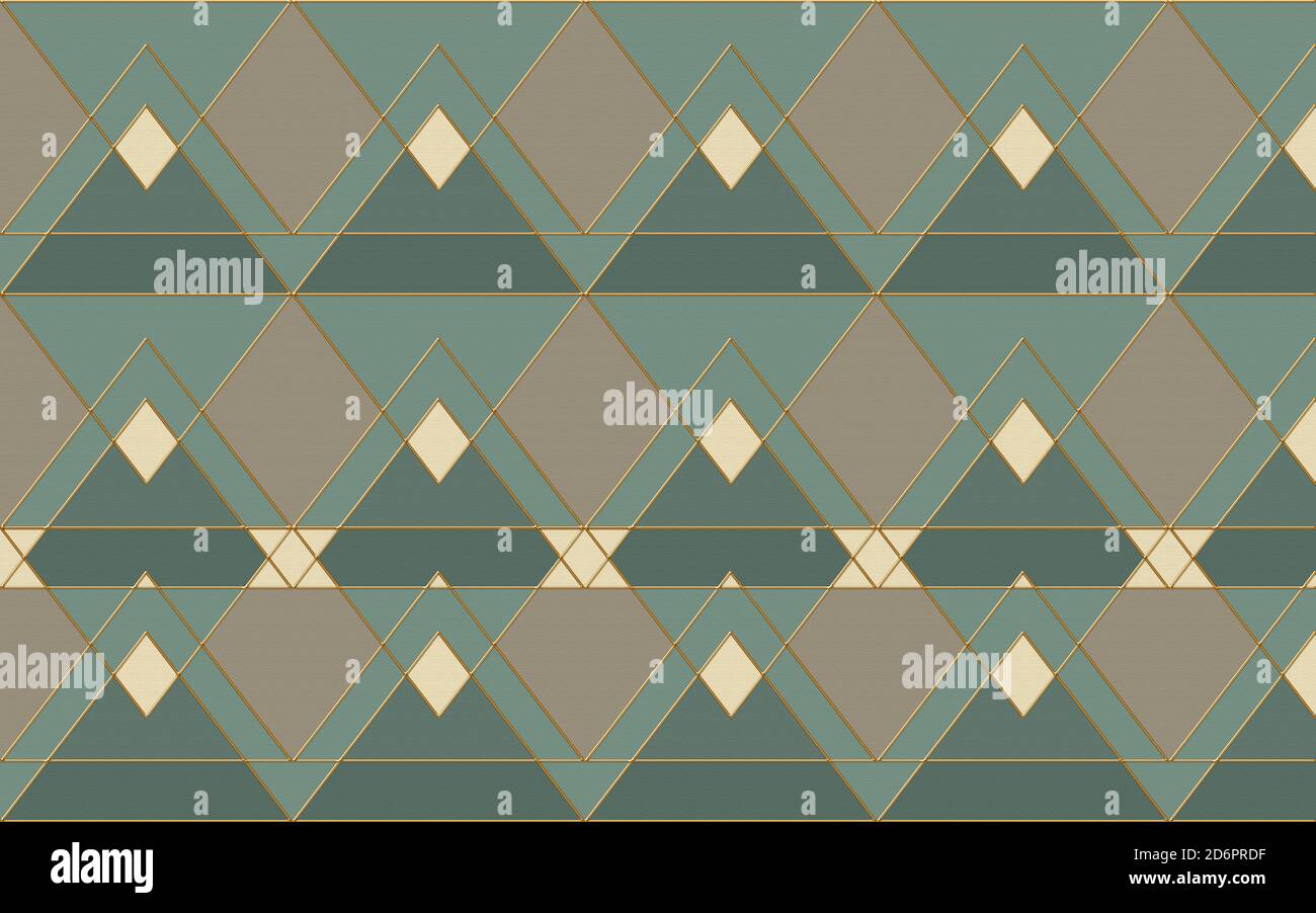 Abstract geometric pattern with green, yellow and gray geometric shapes ...