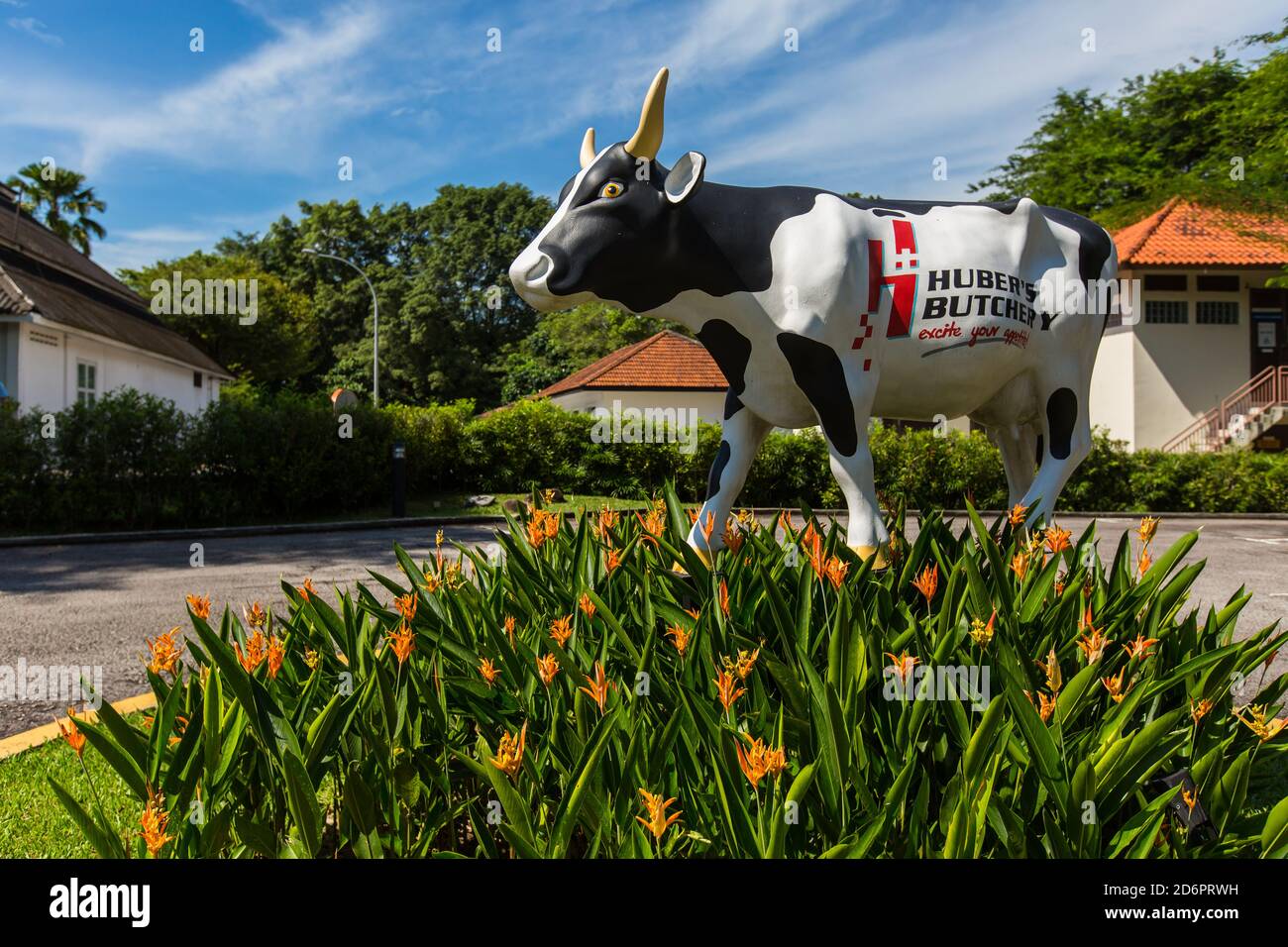 Huber's butchery life-size cow display outdoor with greenery ...