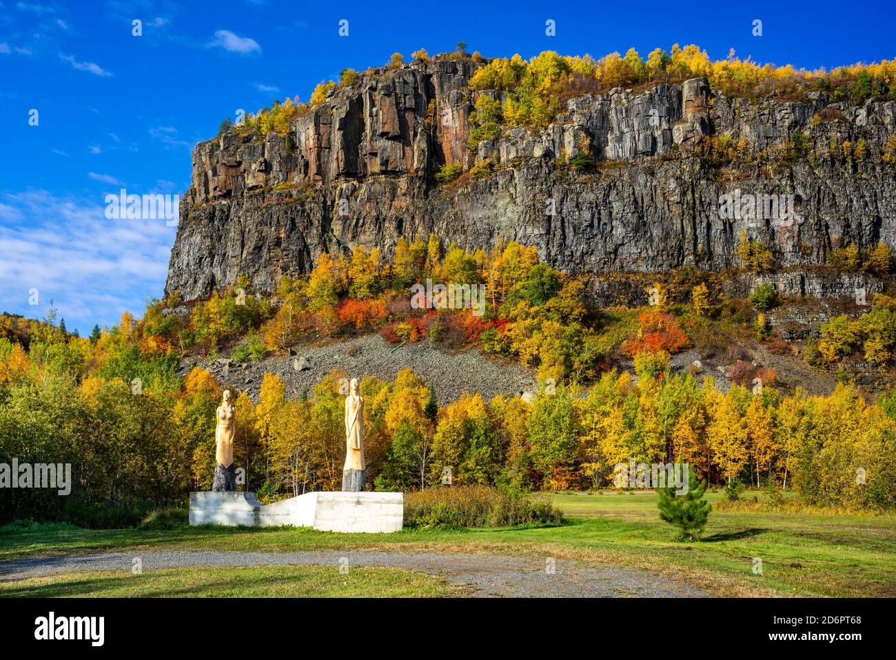 The Ojibway elder Monument and fall foliage color at the Mount McKay ...