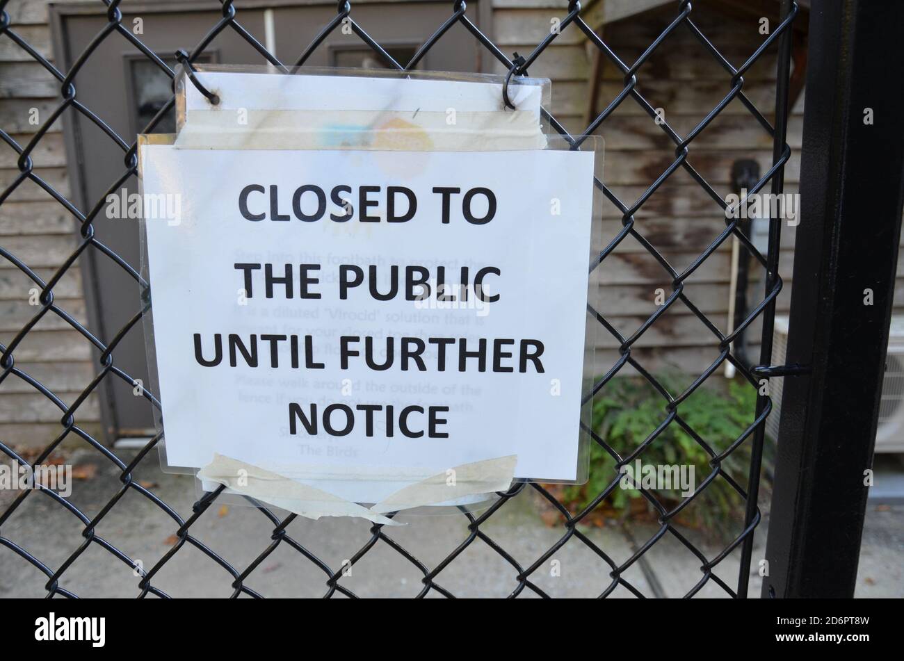closed to the public until further notice sign on metal fence Stock ...