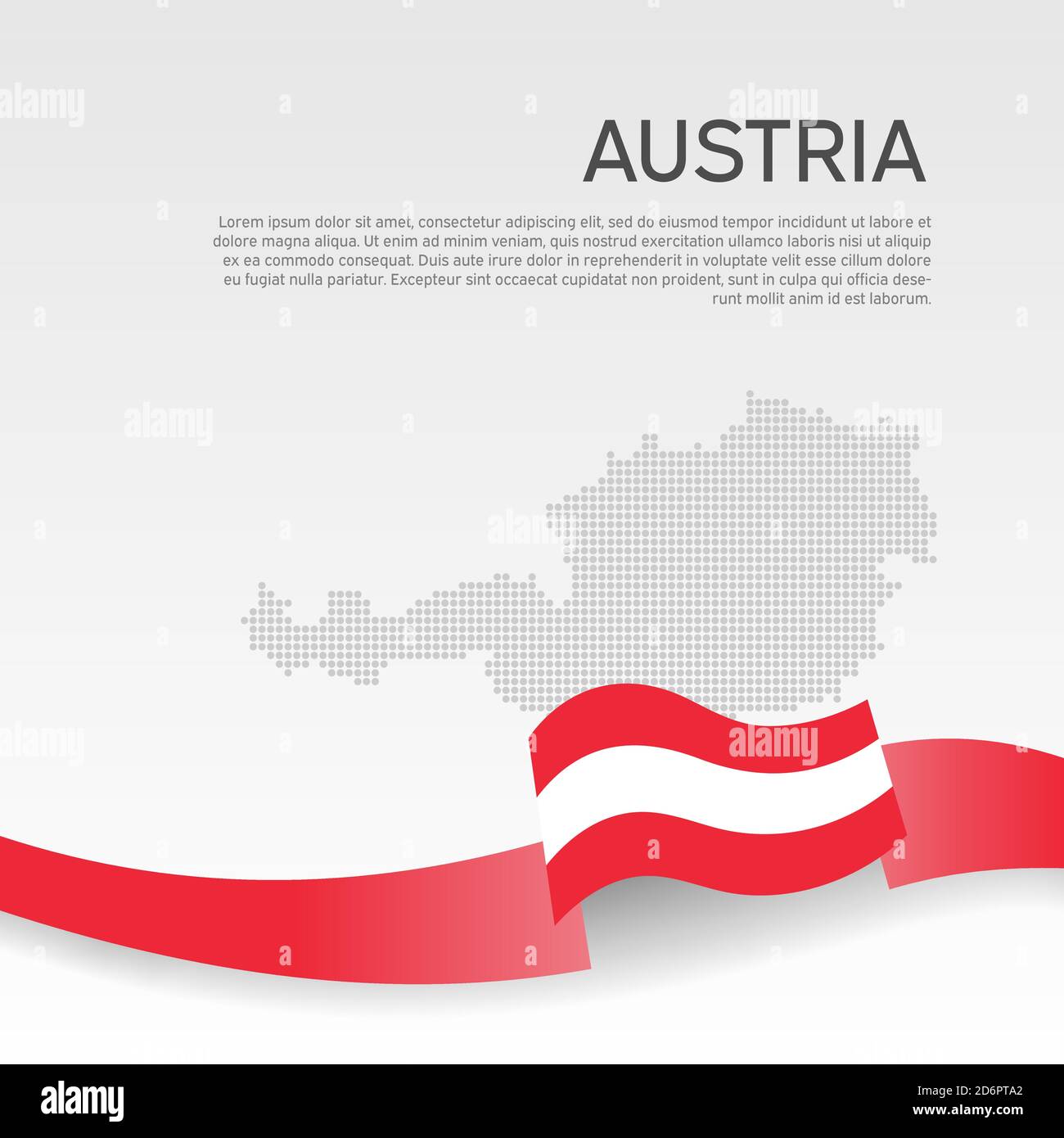 Austria wavy flag and mosaic map on white background. Austria flag wavy ...