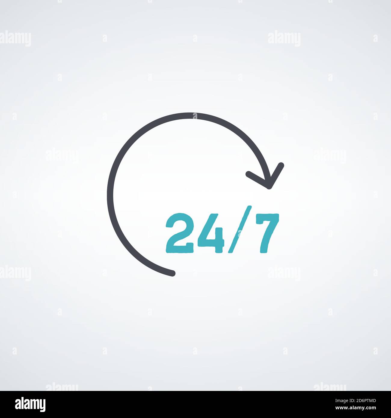 Open around the clock or 24 hours a day and 7 days a week icon or ...