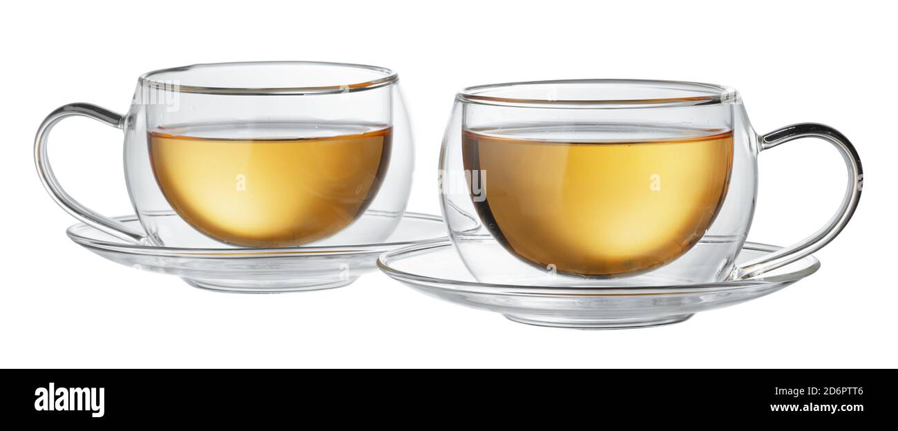 Two glass cups of tea isolated on white Stock Photo - Alamy