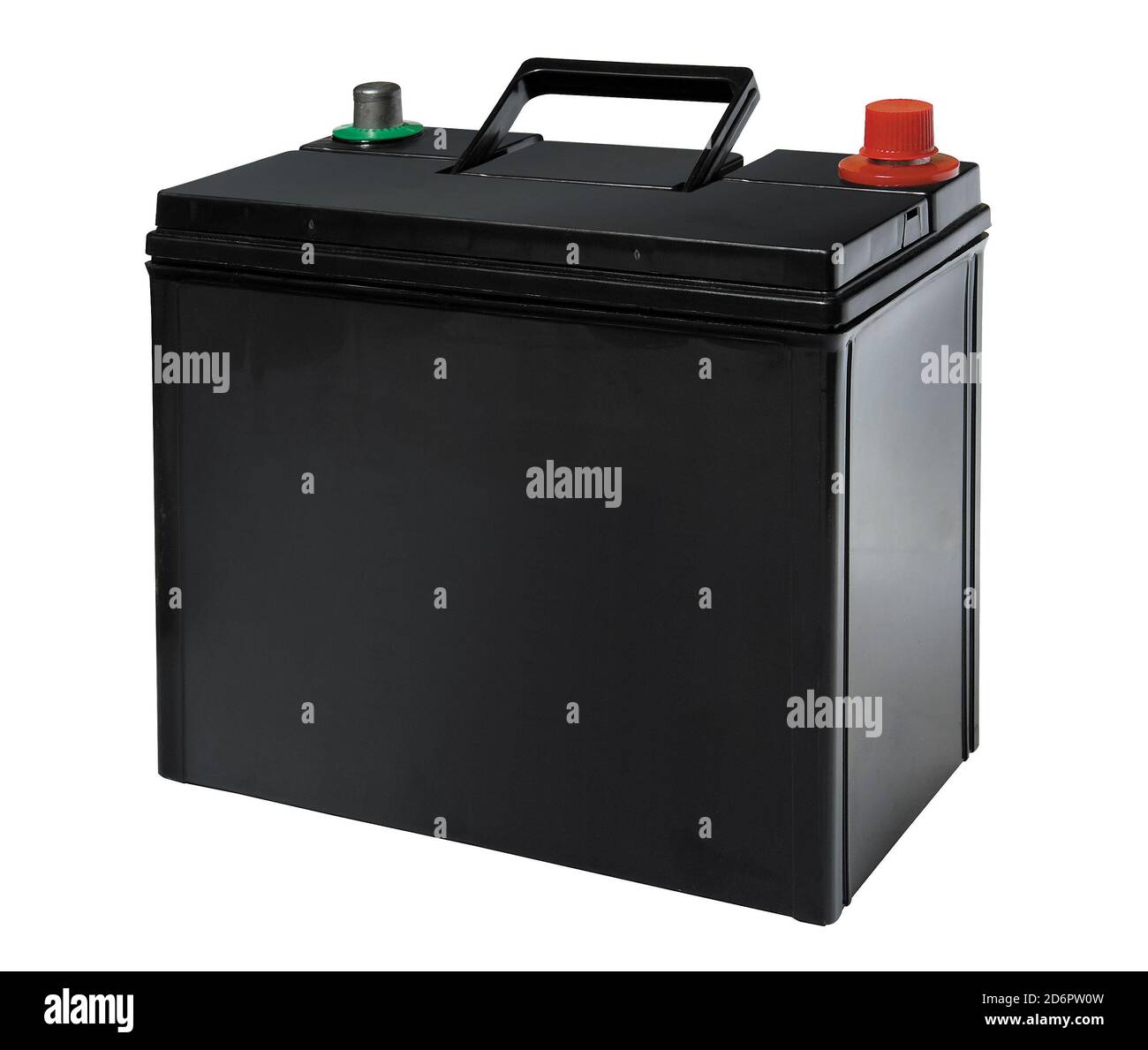 Black automobile battery on white background Stock Photo - Alamy