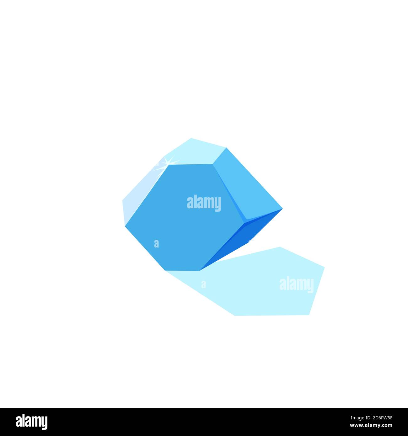 Ice block in form of hexagonal prism. Frozen piece of ice for game ...