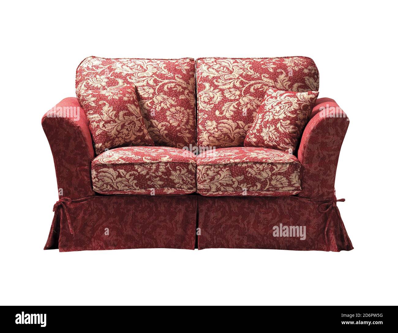 Contemporary sofa with floral pattern isolated on white background ...