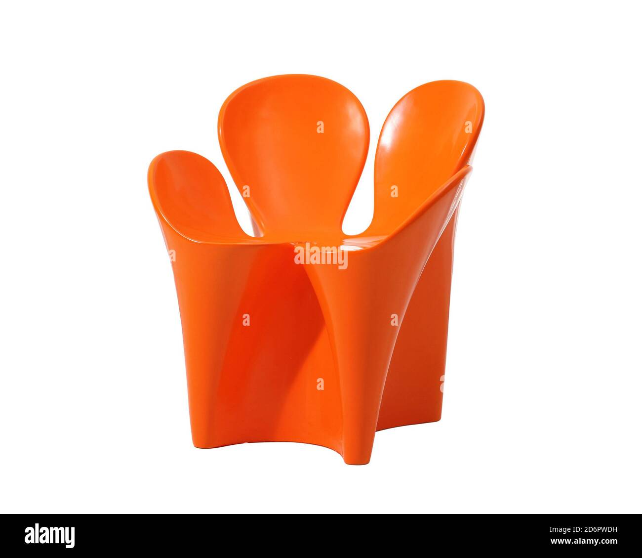 Modern orange plastic chair on white background Stock Photo - Alamy