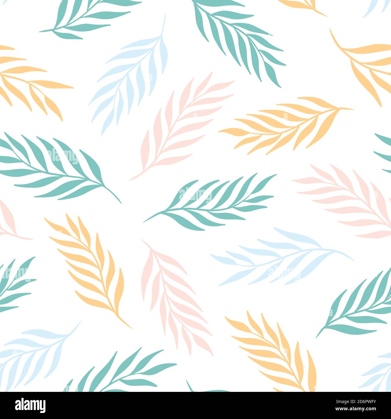 Hand drawn leaf seamless pattern design. Subtle pastel colors. Vector ...