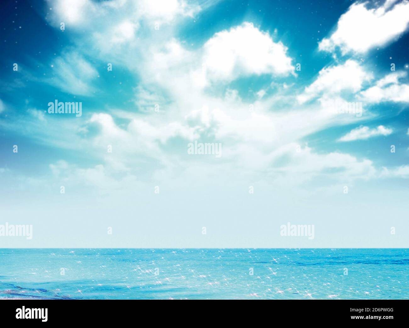 Ocean and blue sky with clouds Stock Photo - Alamy