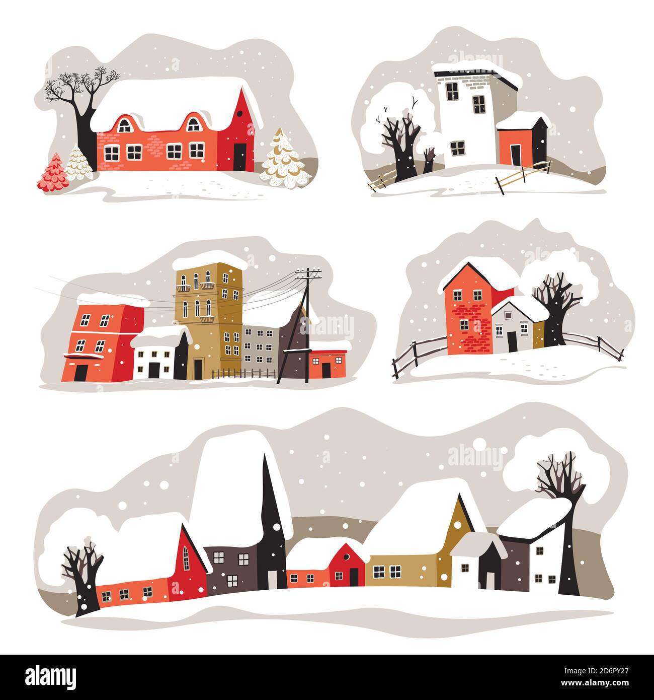 Snowy village street Cut Out Stock Images & Pictures - Alamy