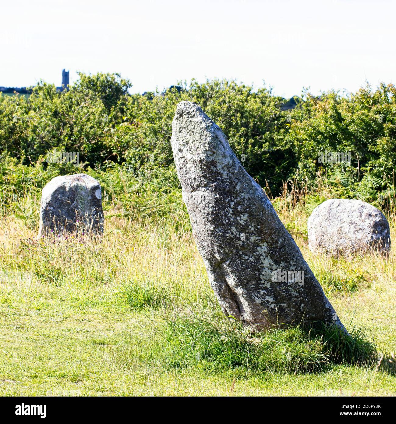 The central leaning stone of the Boscawen-un Stone Circle, a late ...