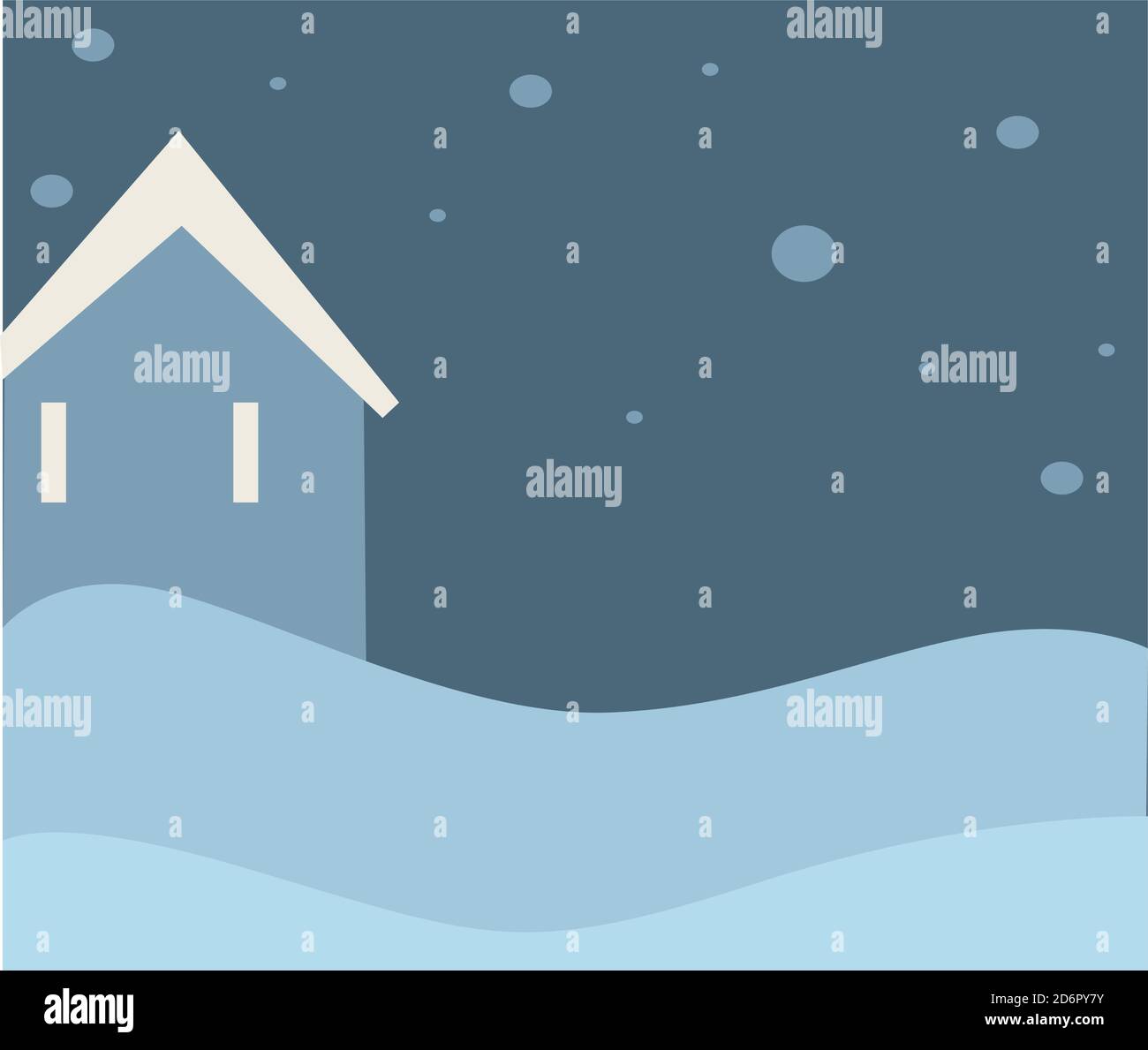 Winter landscape with lone house and snowfall vector Stock Vector Image ...