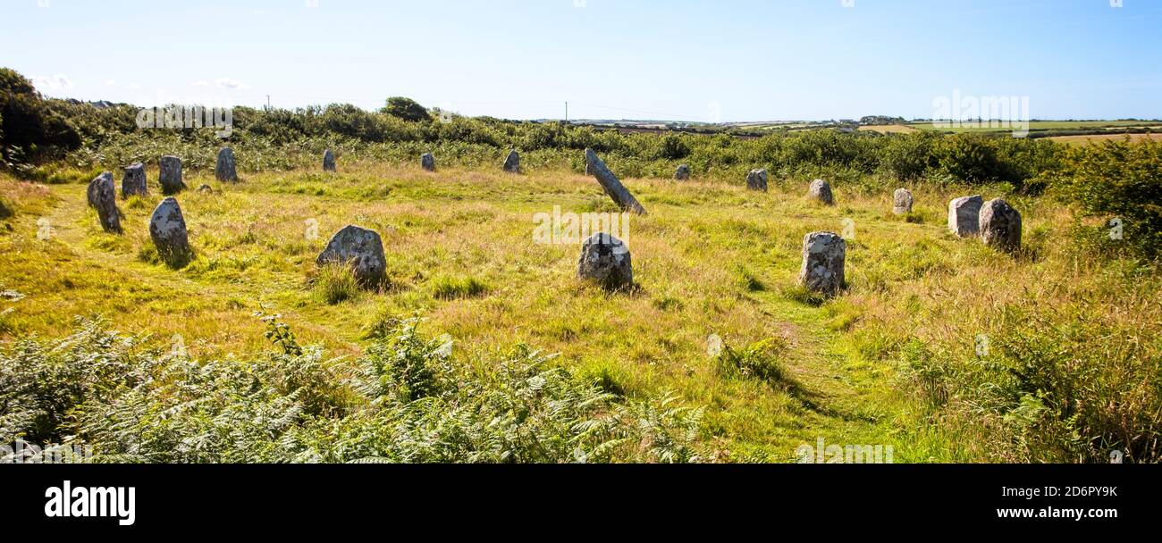Boscawen-un Stone Circle, a late Neolithic-early Bronze Age (approx ...
