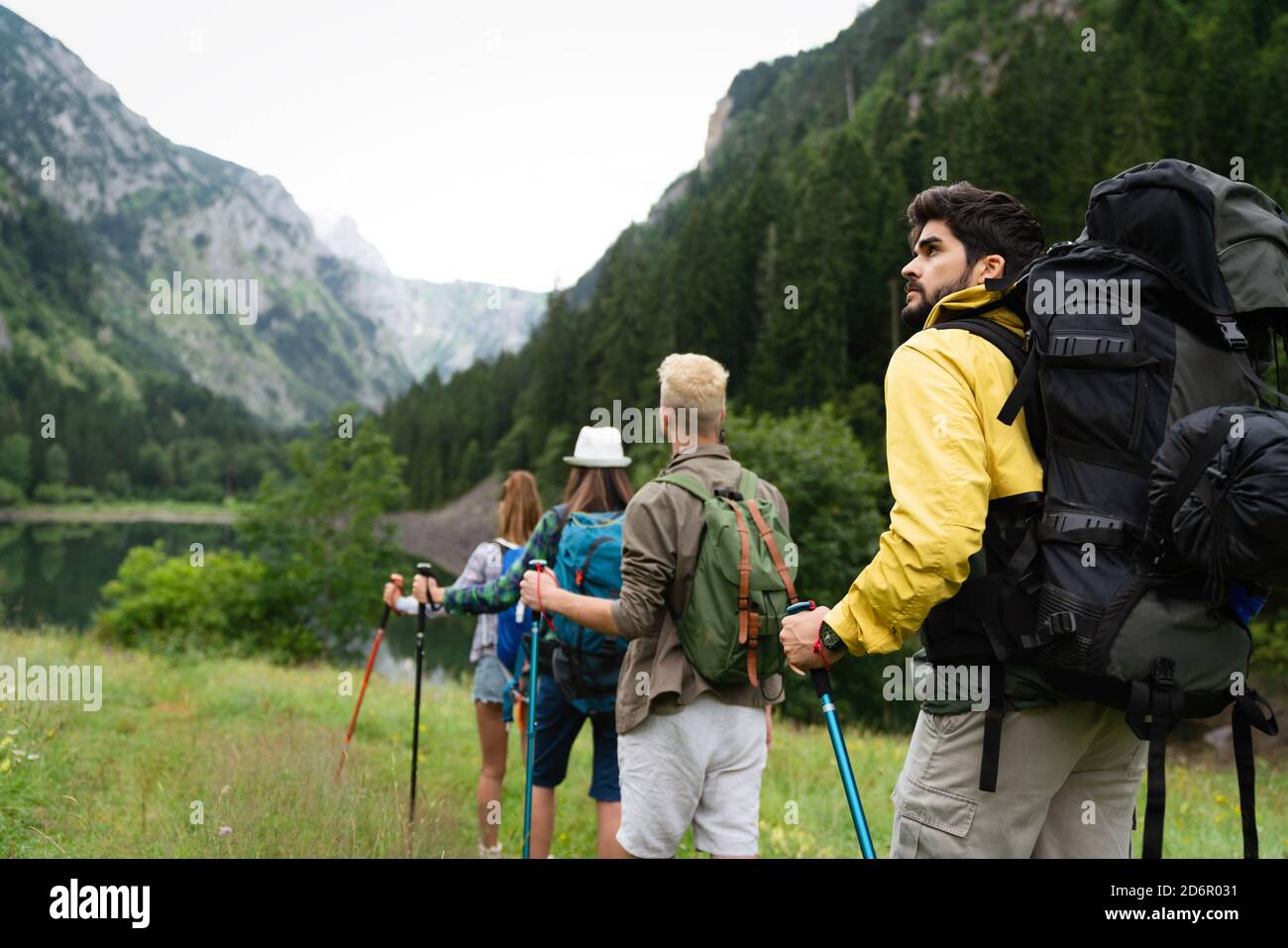 Group of happy friends enjoying outdoor activity together Stock Photo ...