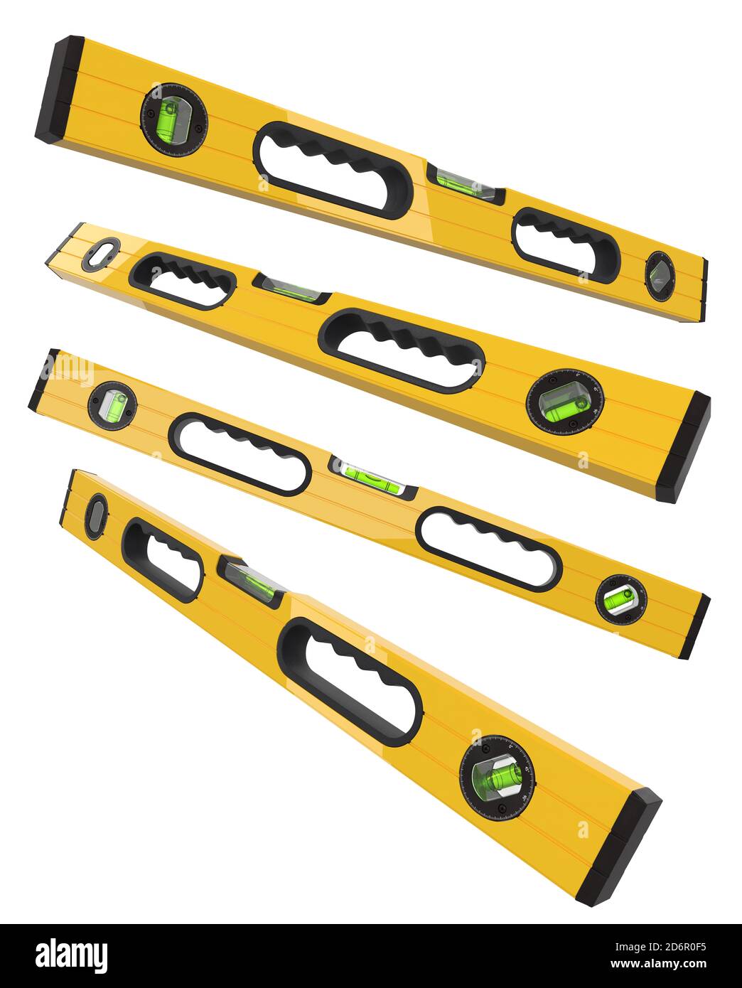 Set of building spirit level tools isolated on white with clipping path ...