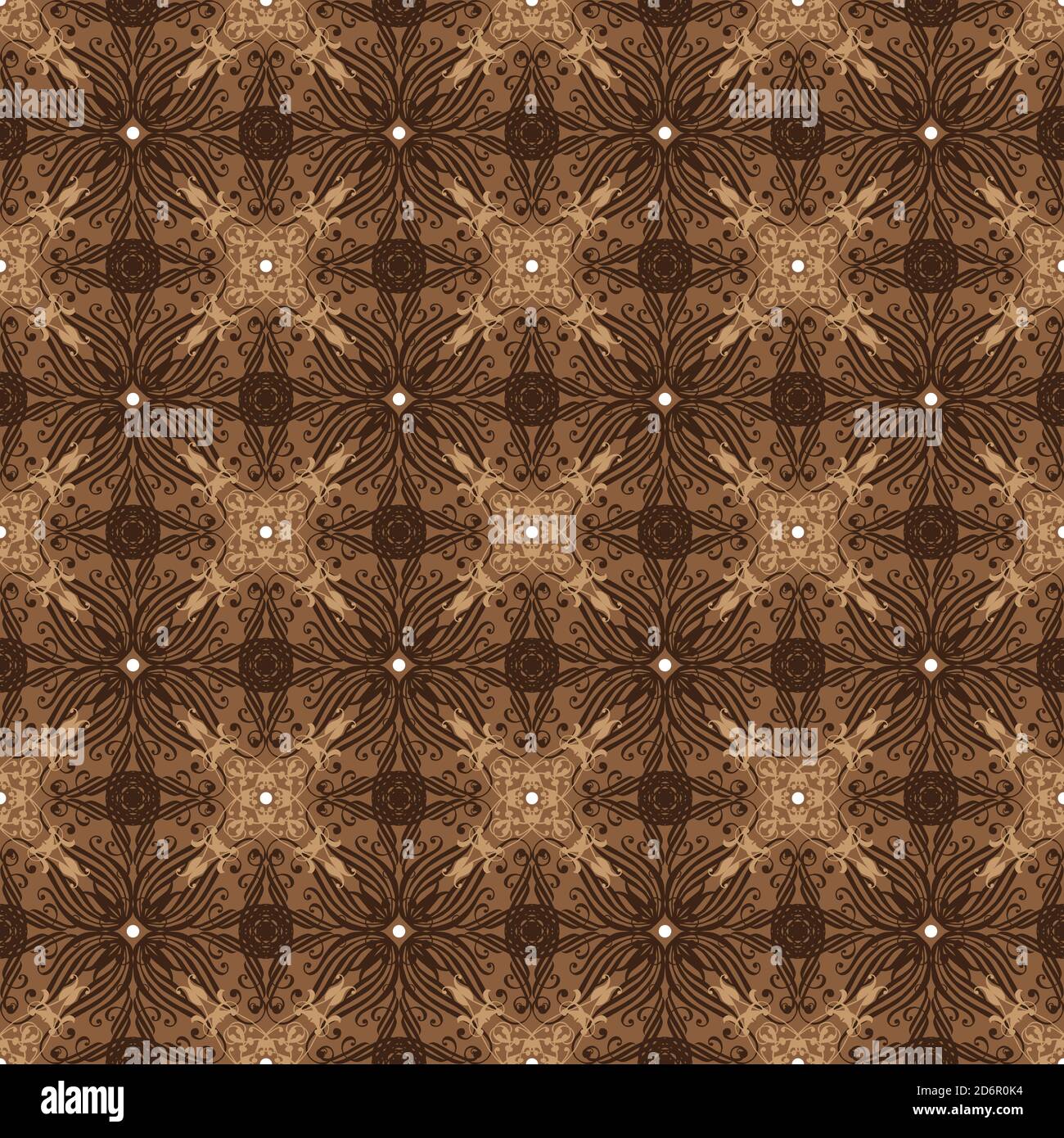Beautiful flower patterns on Javanese batik with elegant brown color ...