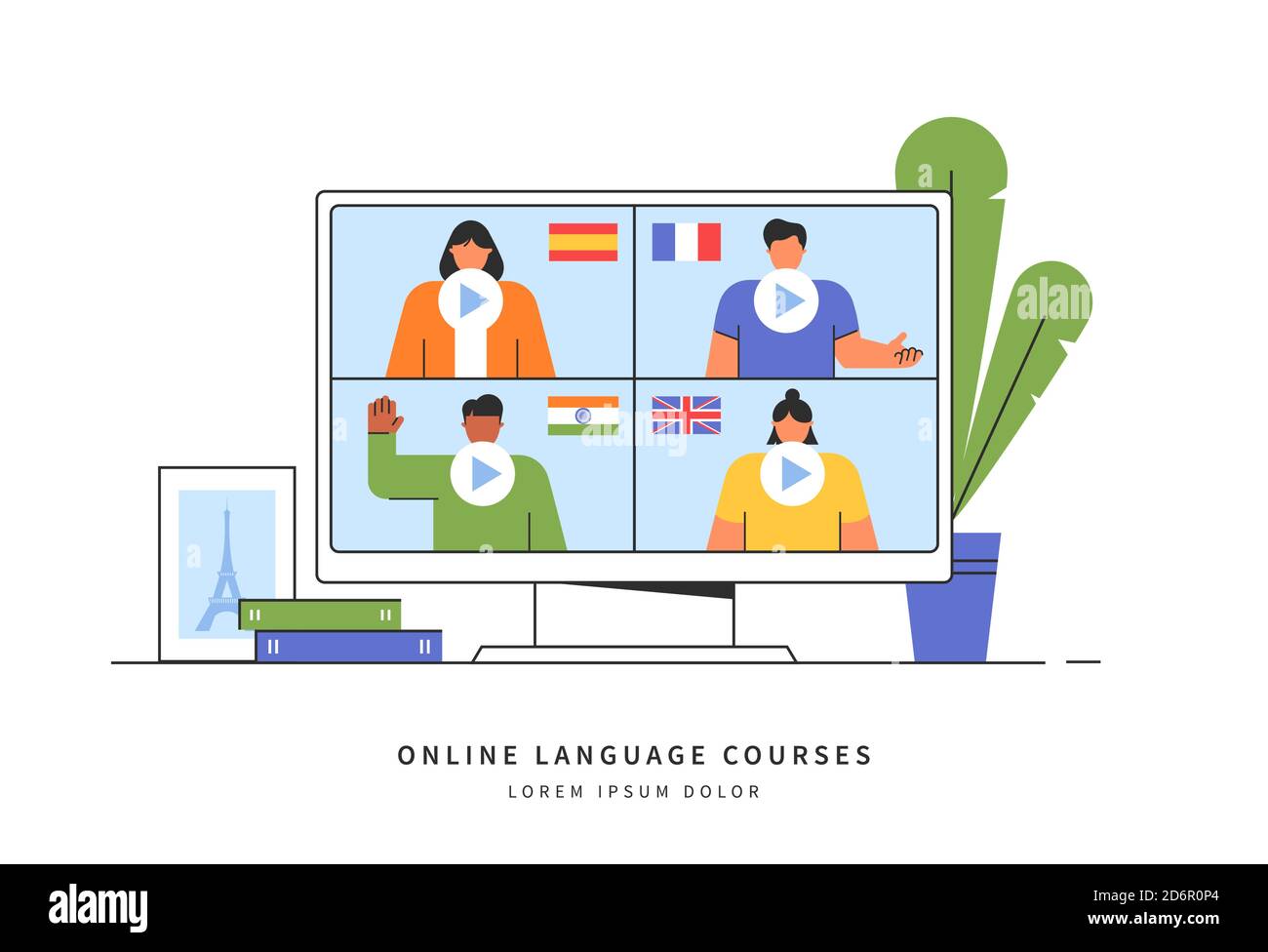E-learning of the foreign languages. Distance online education concept ...