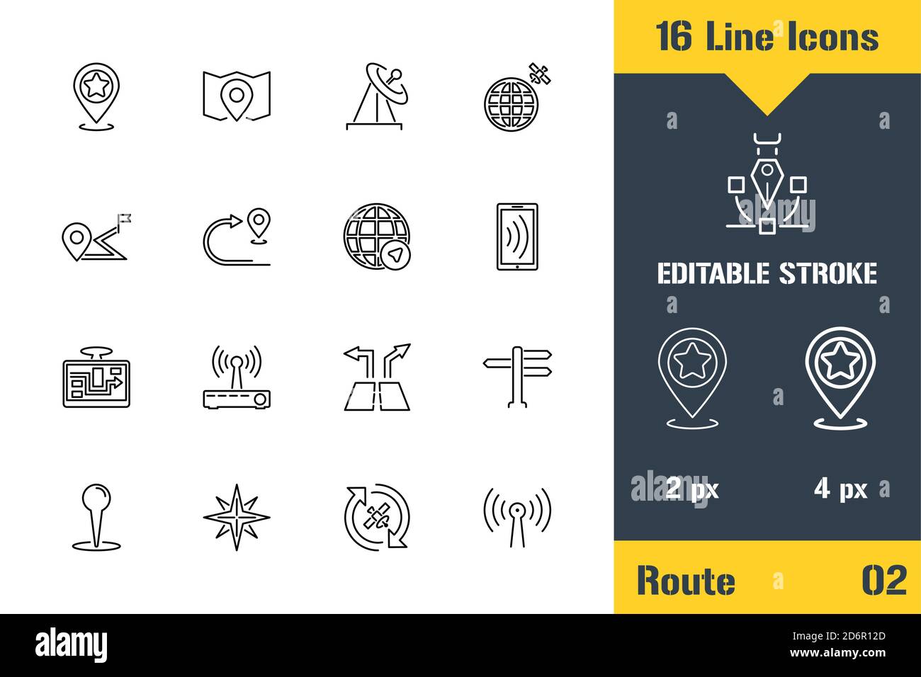 Geo Location, GPS Mapping, Route. Thin line icon - Outline flat vector illustration. Editable ...