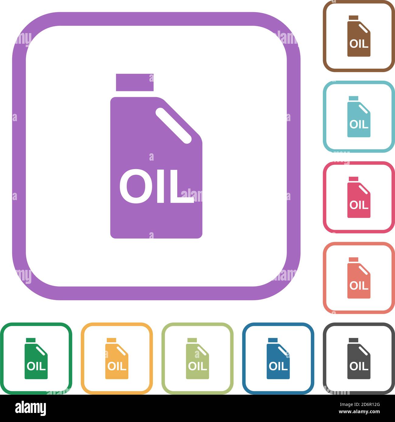 Oil canister simple icons in color rounded square frames on white ...