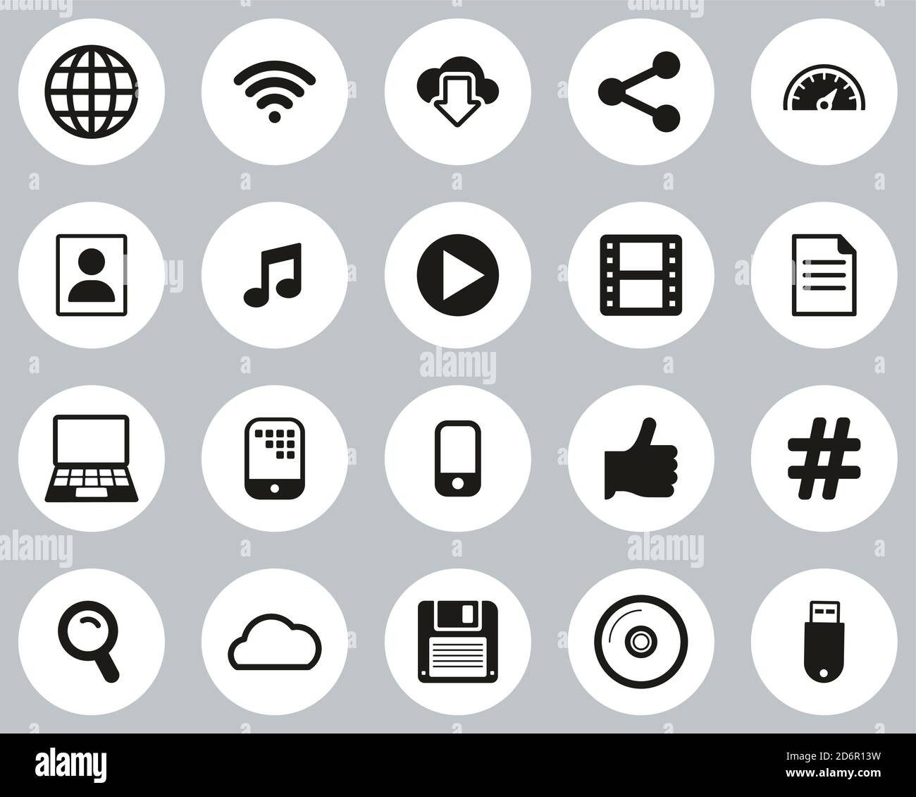 Download Icons Black & White Flat Design Circle Set Big Stock Vector ...