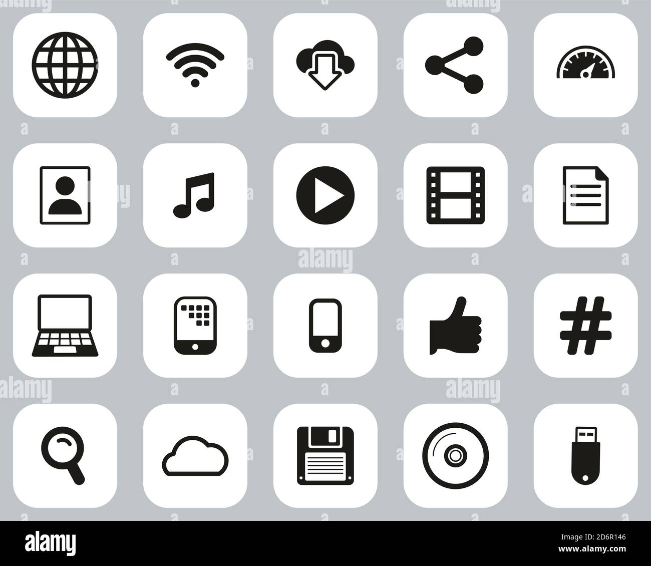 Download Icons Black & White Flat Design Set Big Stock Vector Image ...