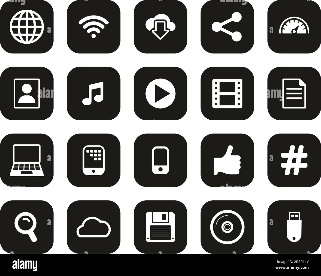 Download Icons White On Black Flat Design Set Big Stock Vector Image & Art - Alamy