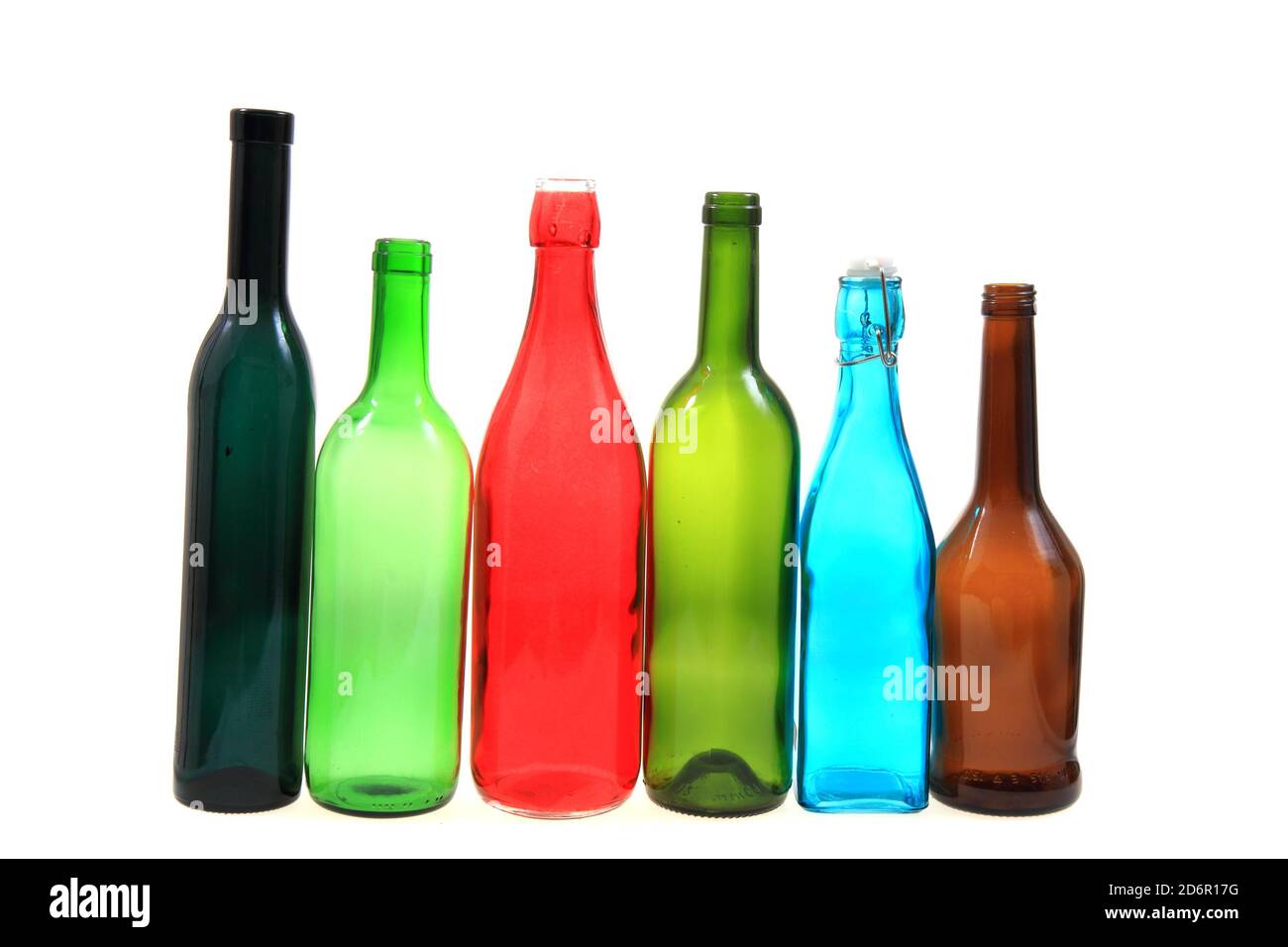 empty color glass bottles isolated on the white background Stock Photo ...