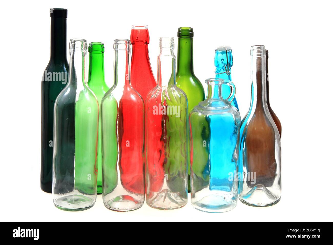 empty color glass bottles isolated on the white background Stock Photo ...