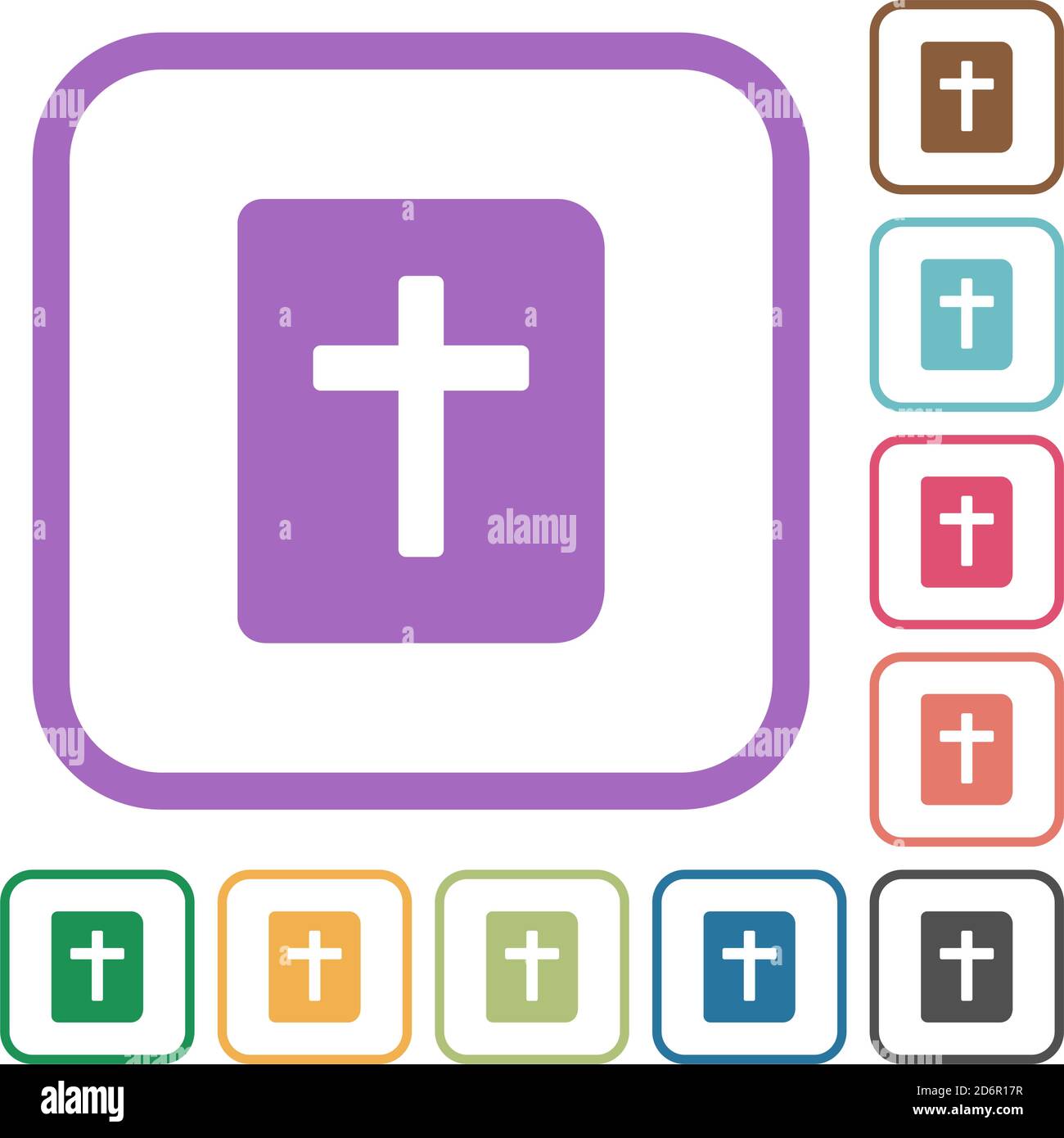 Holy bible simple icons in color rounded square frames on white ...