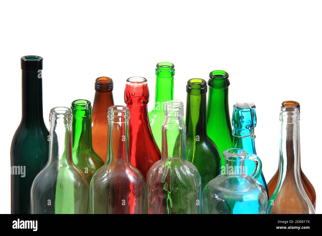 empty color glass bottles isolated on the white background Stock Photo ...