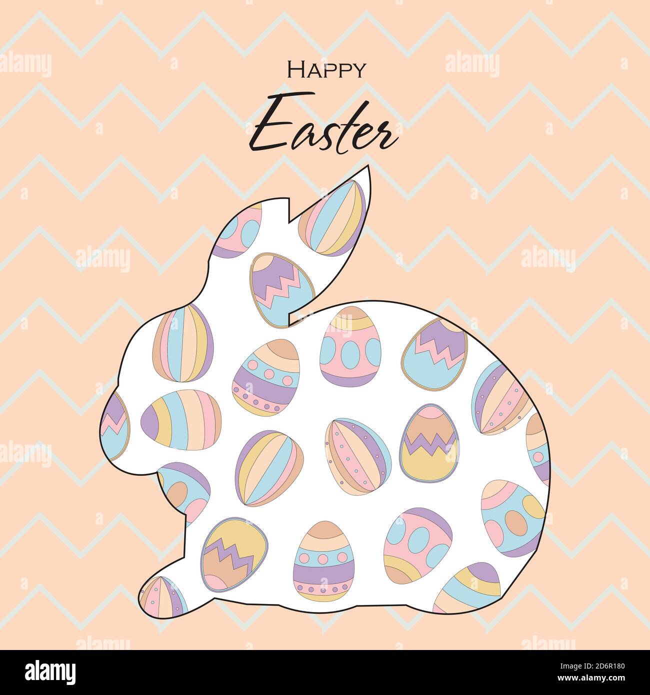 Easter holiday cards with rabbit bunny silhouettes in soft pastel ...