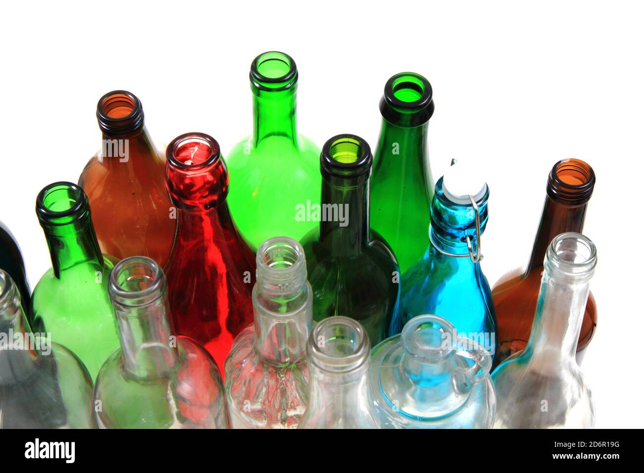 empty color glass bottles isolated on the white background Stock Photo ...
