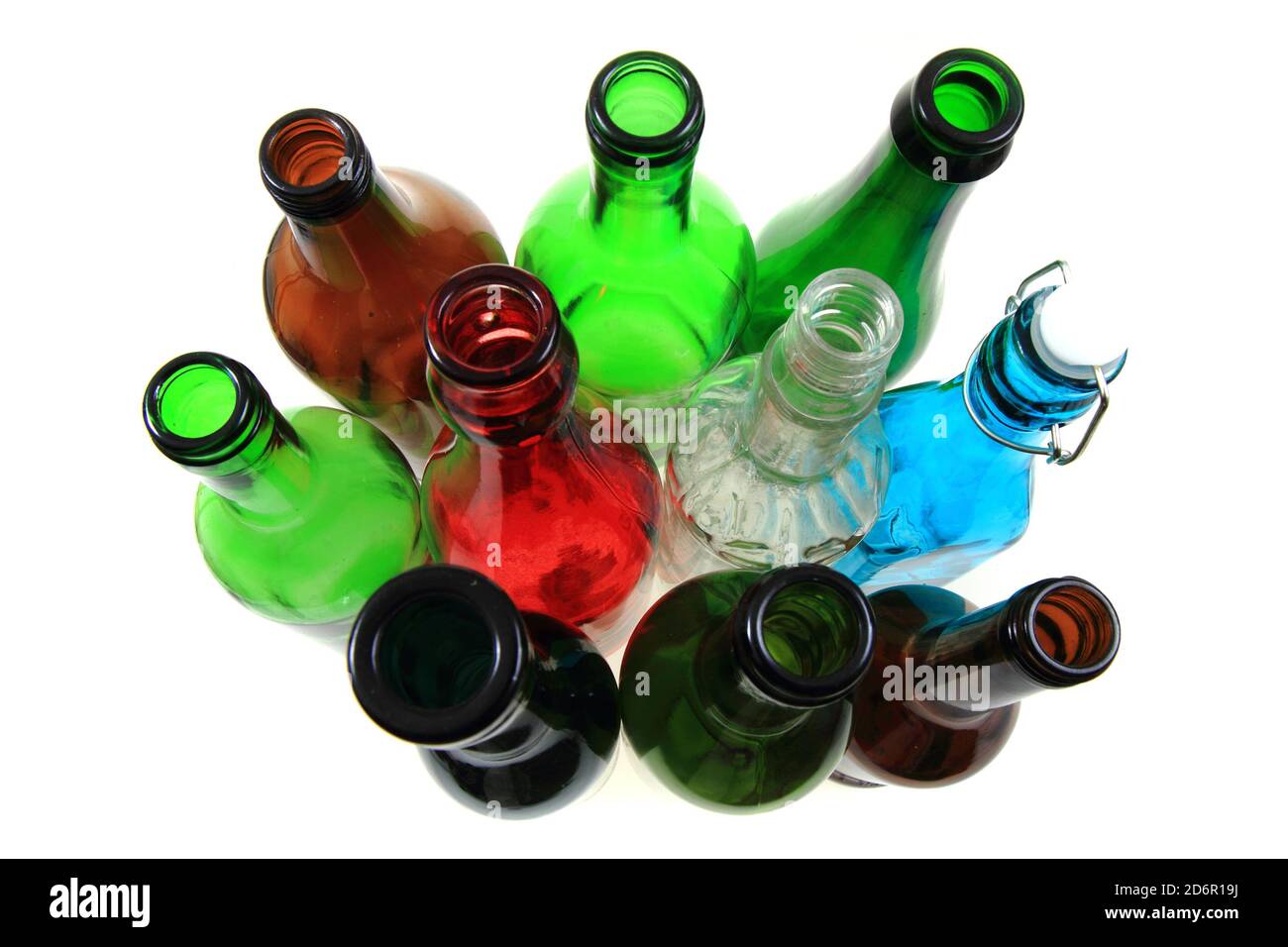 empty color glass bottles isolated on the white background Stock Photo ...