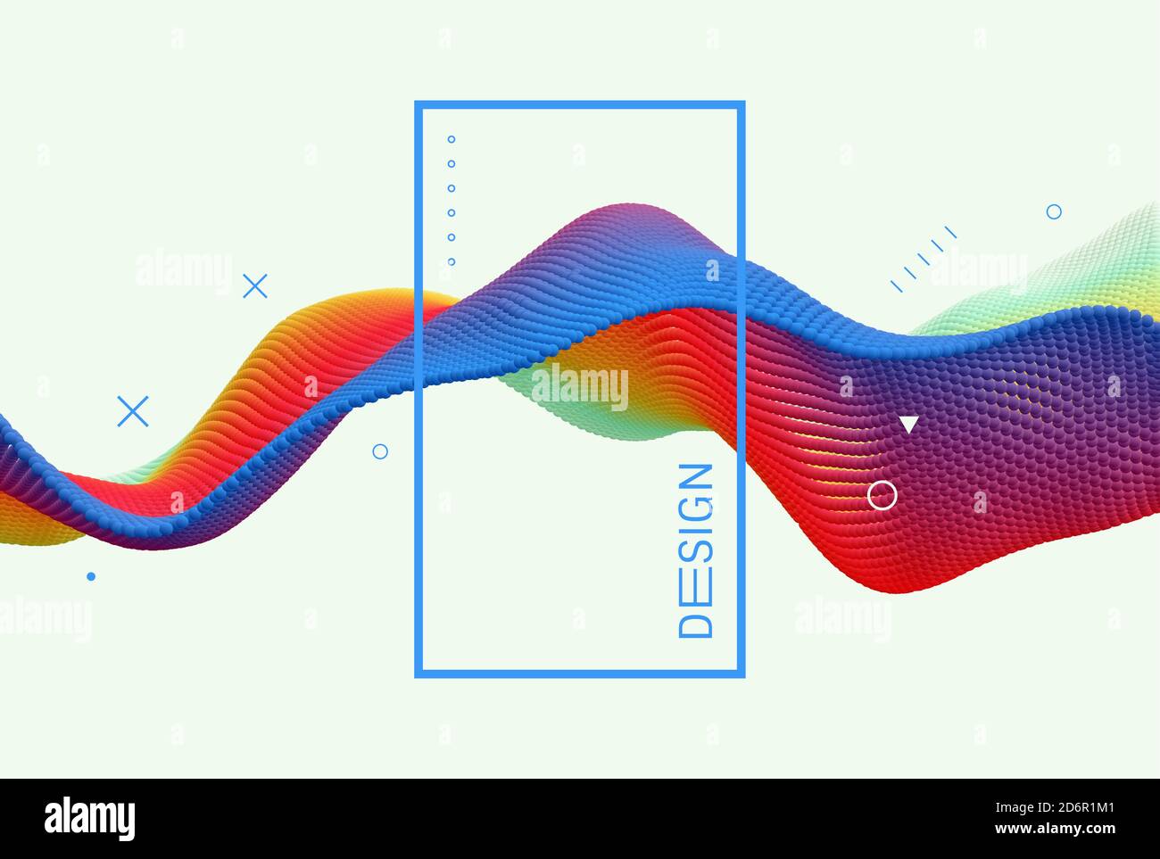 3D wavy background. Array with dynamic emitted particles. A wave formed from many spheres ...