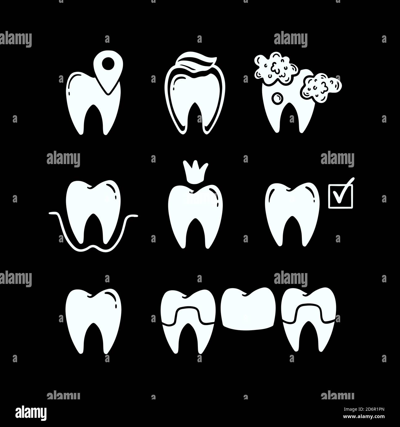 Tooth set icon dental treatment isolated collection Stock Vector Image ...